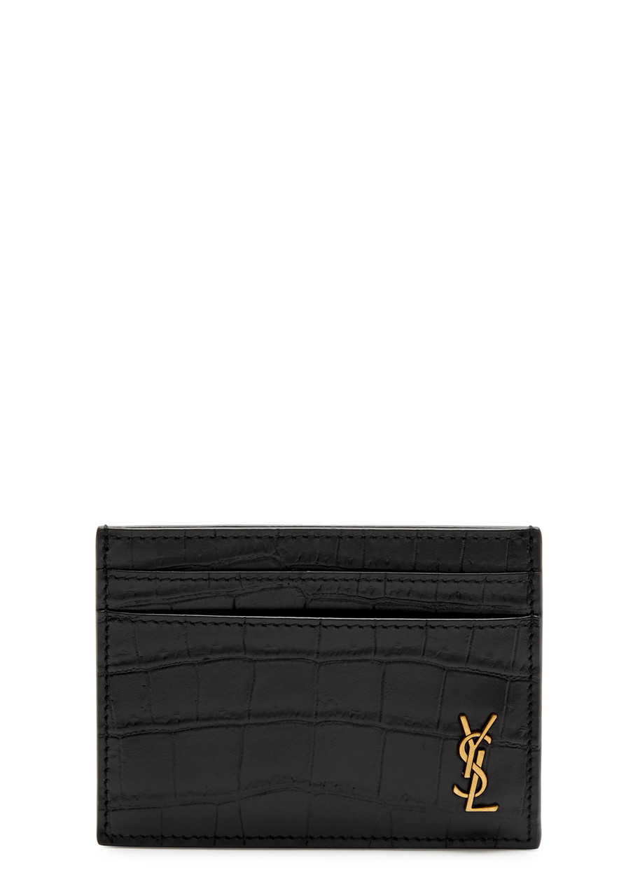 YSL Crocodile-effect leather card holder - AEU Luxury
